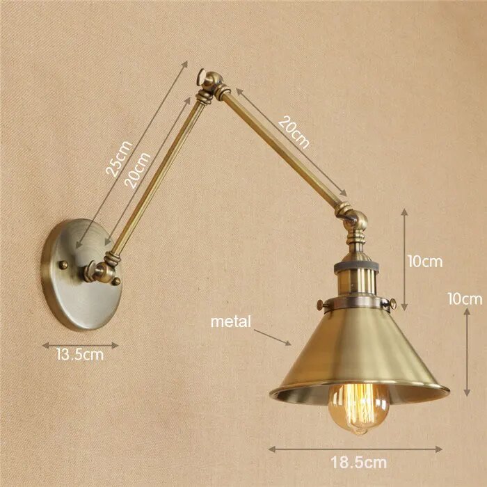 Винтажный бронзовый настенный светильник GY E27, 20-20cm