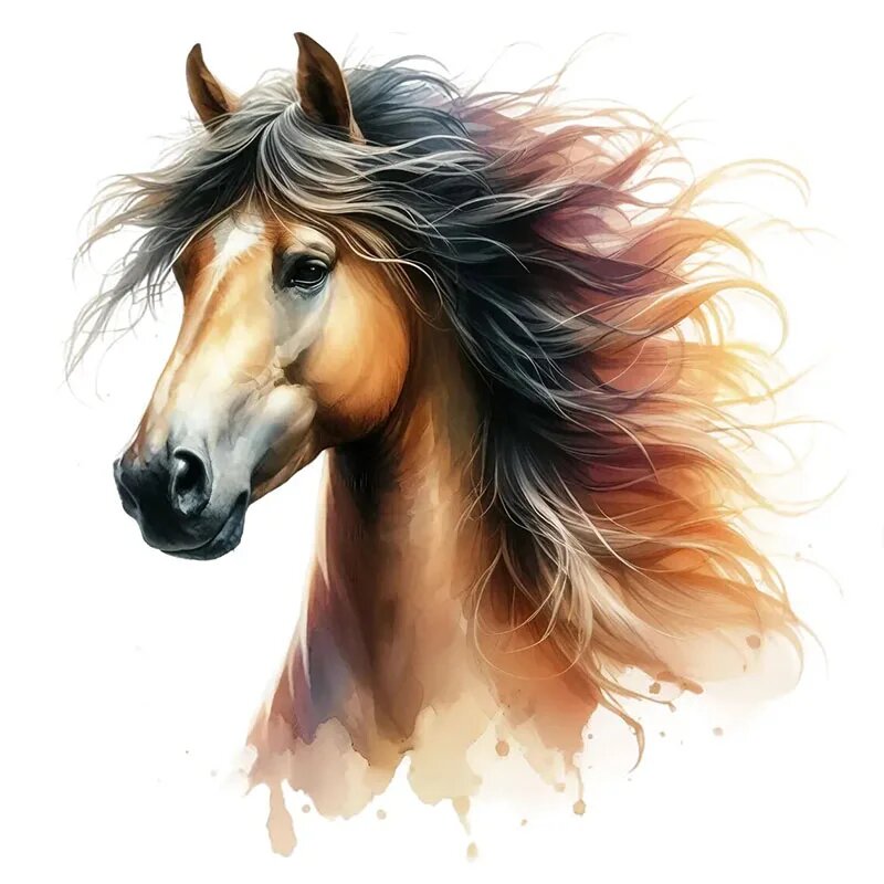 Красивая акварельная наклейка с изображением лошади, применяется для стены, двери, шкафа, окна, украшения автомобиля, виниловые наклейки с животными, художественные обои