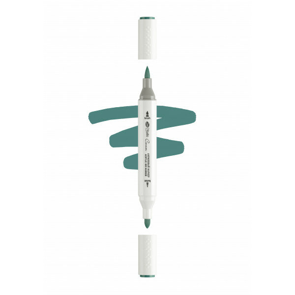 Маркер акриловый двусторонний "Сонет", перо кисть/пуля, сине-зеленый