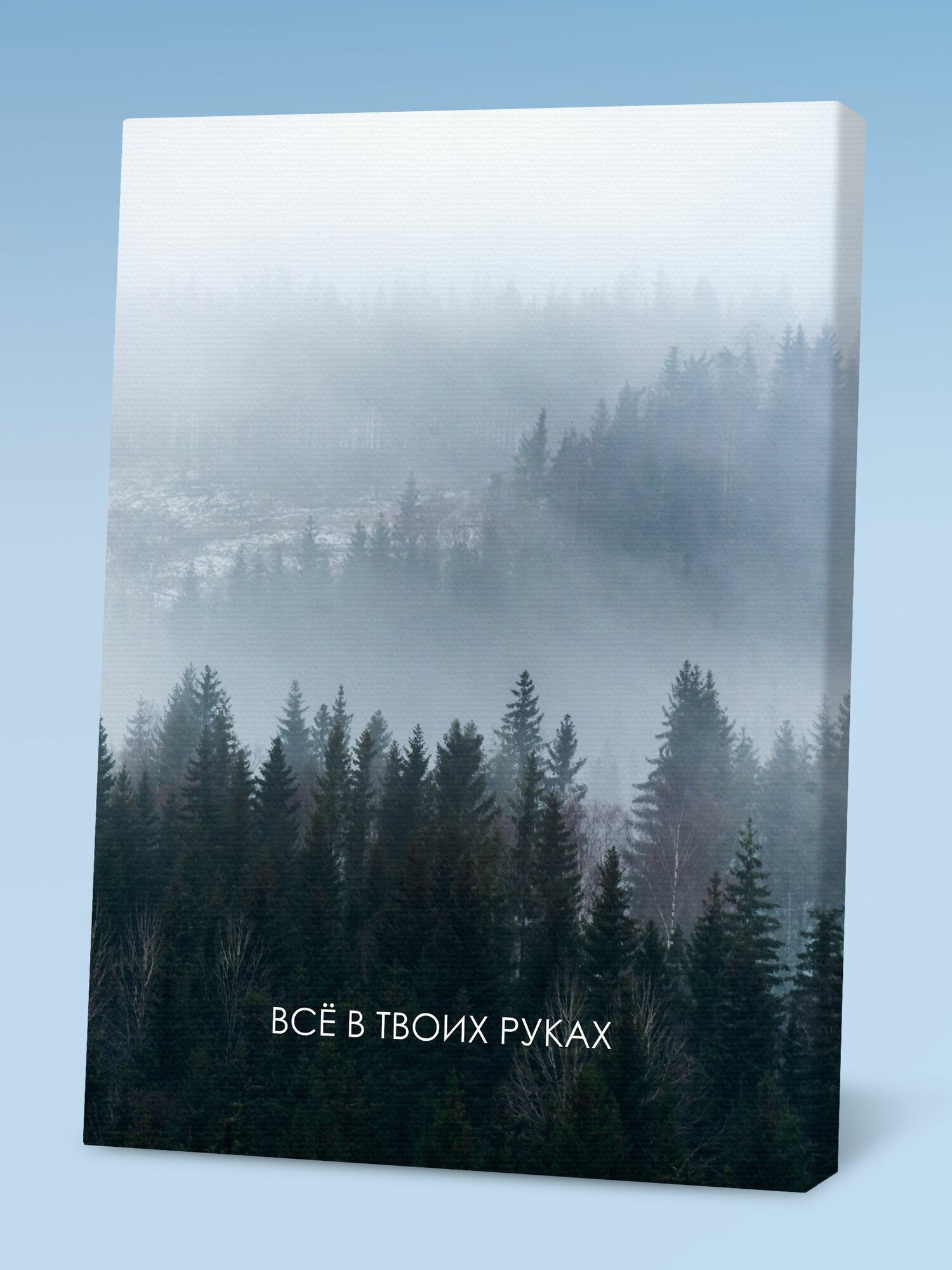 Картина постер Надпись на фоне туманного леса, 30х40 см, DeFine