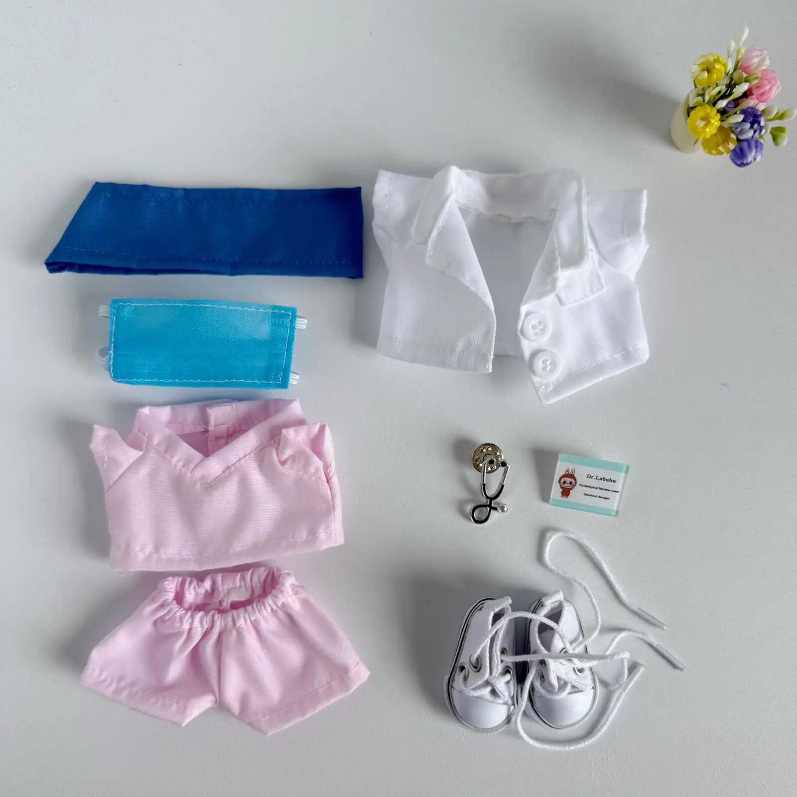 Новая только одежда, 17 см, одежда для куклы Labu V1 V2 V3, милая одежда для доктора, медсестры, стетоскоп, нагрудная пластина, униформа, комплект, одежда для куклы, игрушка