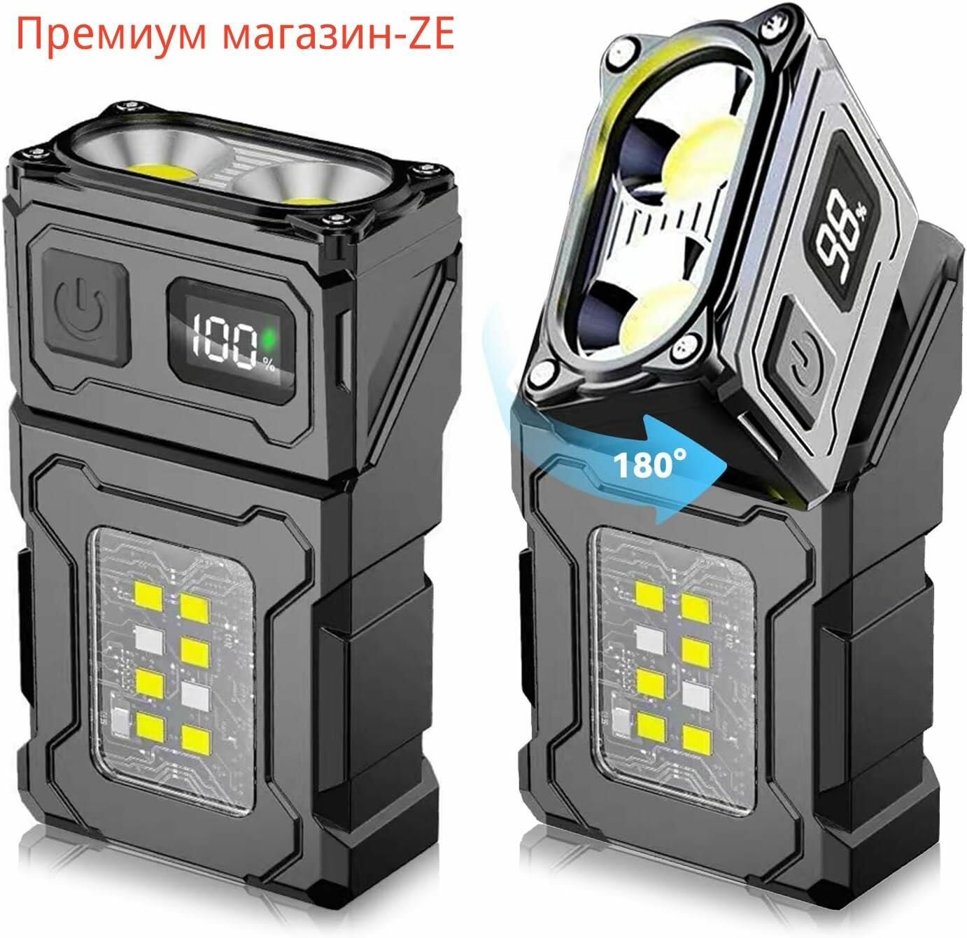 ZSHA Миниатюрный светодиодный фонарик EDC-высокая яркость, водонепроницаемость IPX6, зарядка через USB-C для экстренных случаев на открытом воздухе, езды на велосипеде, кемпинга и выгула собак