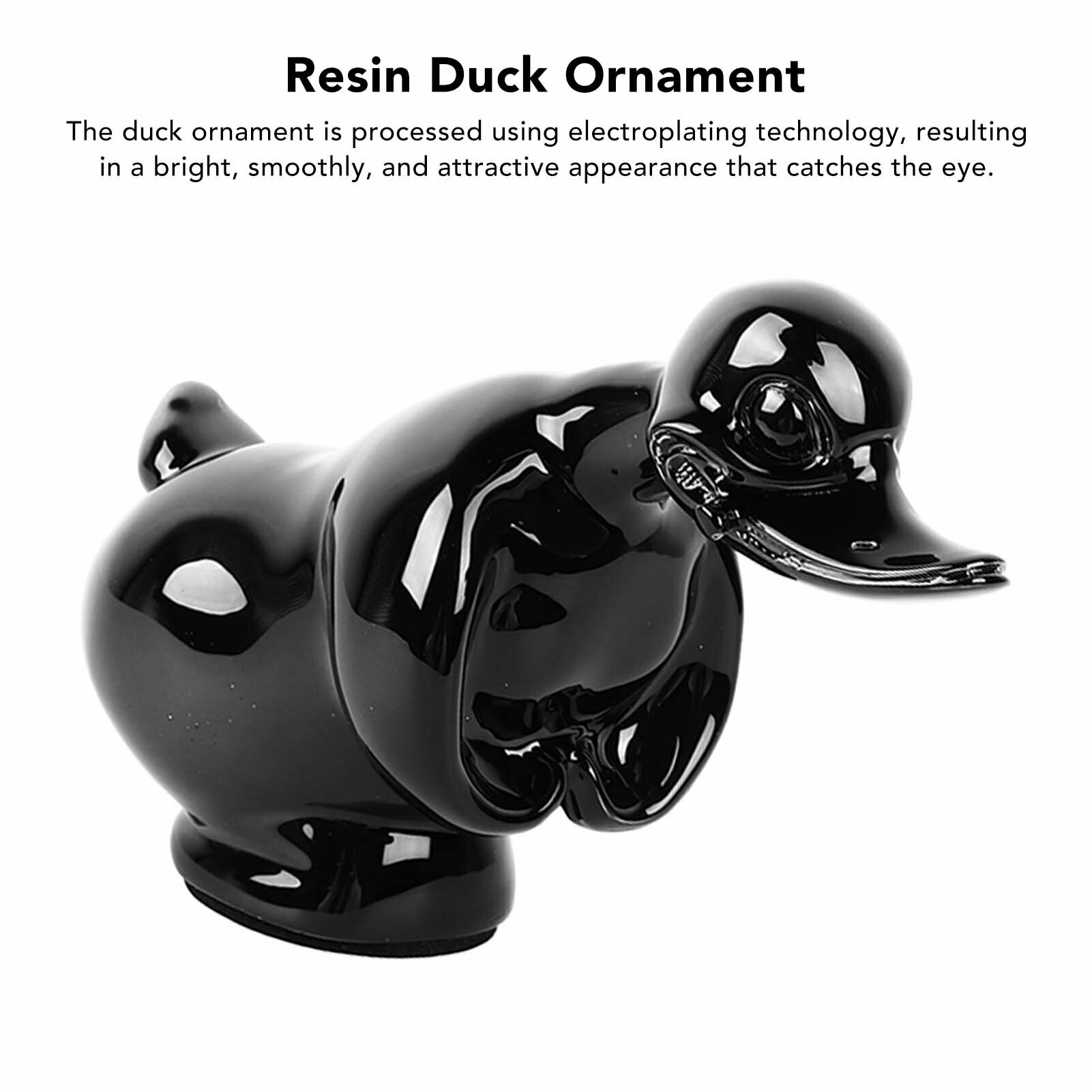 Утка Орнамент Гальваника Смола Утка Скульптура Стильная Декоративная Фигурка Утки для Автомобильного Стола Полка Гальваника Черный