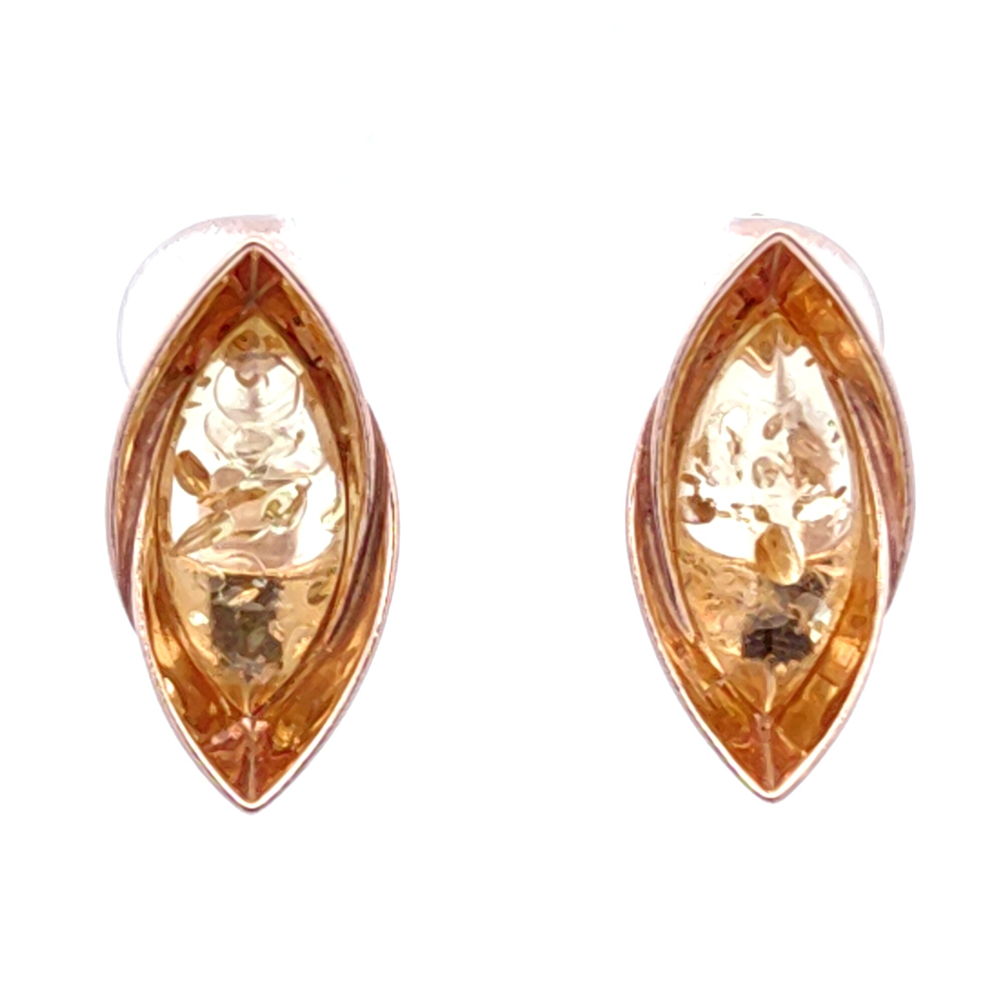 Серьги, серебро, 925 проба, золочение, янтарь