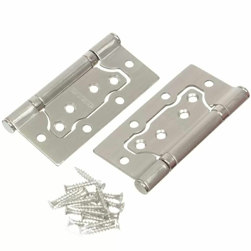 Дверные петли Аллюр накладные, для деревянных, 100х75х2,5 мм, универсальные, цвет Матовый никель, 2 шт