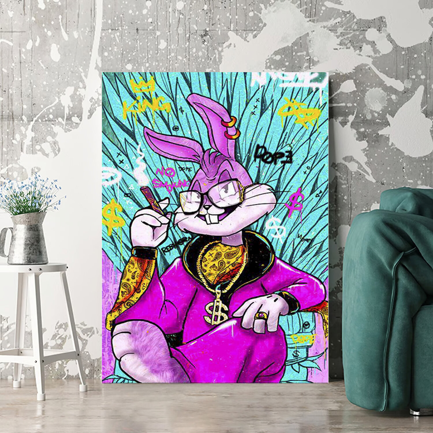 Картина на холсте - "Граффити, поп арт, Бэнкси", 40х60 см.