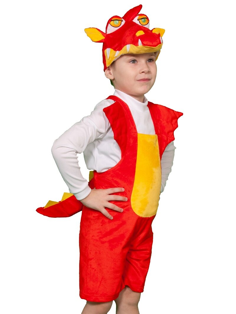 Карнавальный костюм Дракончик красный плюш (92-122)