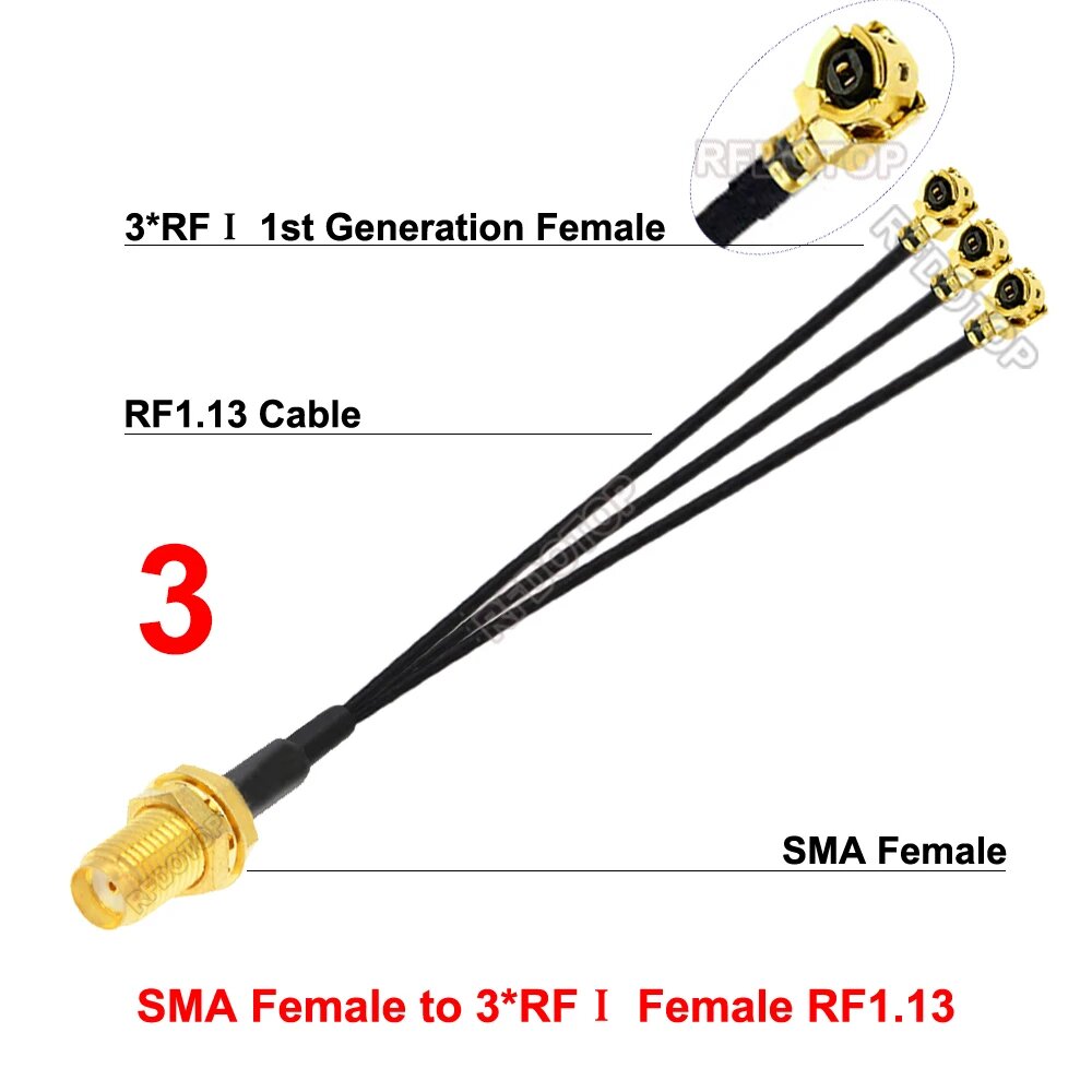RFDOTOP Удлинитель кабеля SMA-3xUFL/IPX/MHF4 20cm, SMA F to 3RF1 F 113