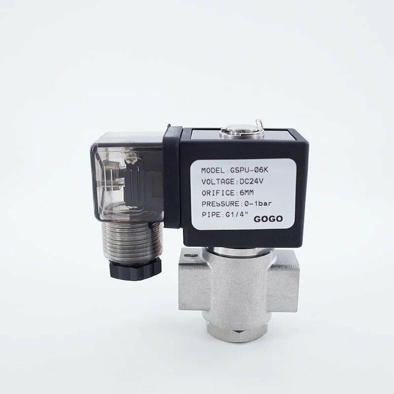 Электромагнитный клапан GOGO GSPU-1/4 дюйма-W1101X/D1101X нержавеющая сталь 12/220В, 5mm 2bar, AC220V, D1101X, EPDM