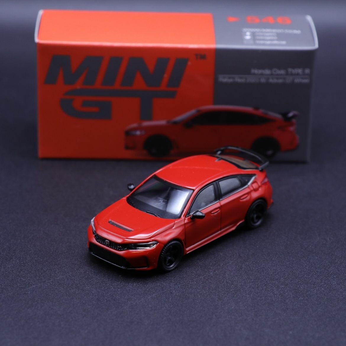 1:64 MINIGT#546 Honda Civic Type R Rallye Red 2023 W/Advan GT Wheel Легковая модель автомобиля