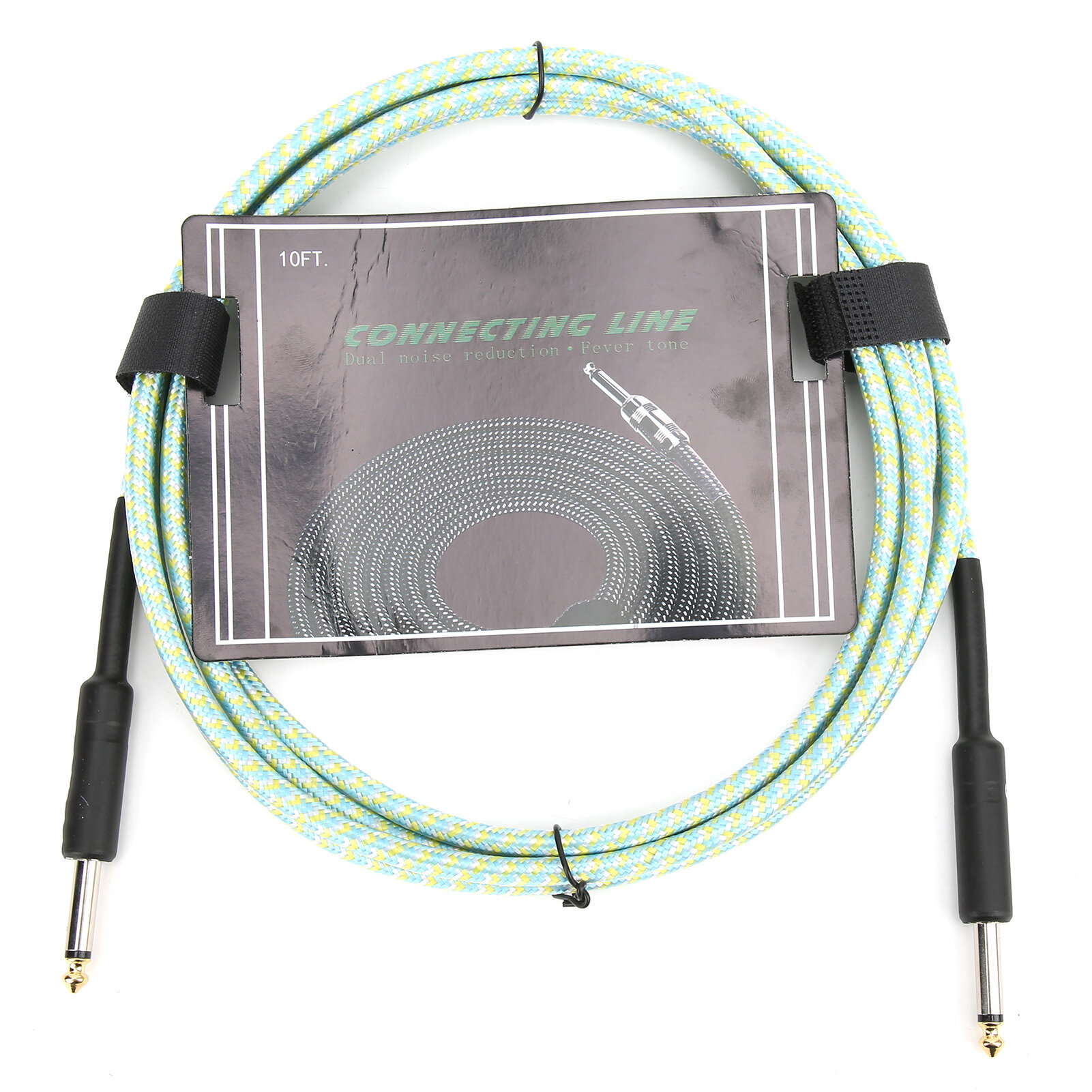 Гитарный кабель с экранированной оплеткой, никелированным штекером, аудиокабель для электронных музыкальных инструментов (зеленый)