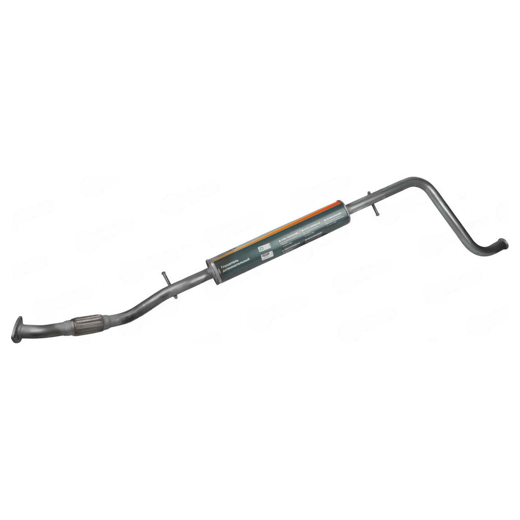 Глушитель дополнительный (резонатор) для Лада Веста (до 2018 г.) из алюминизированной стали с трубами и кронштейном