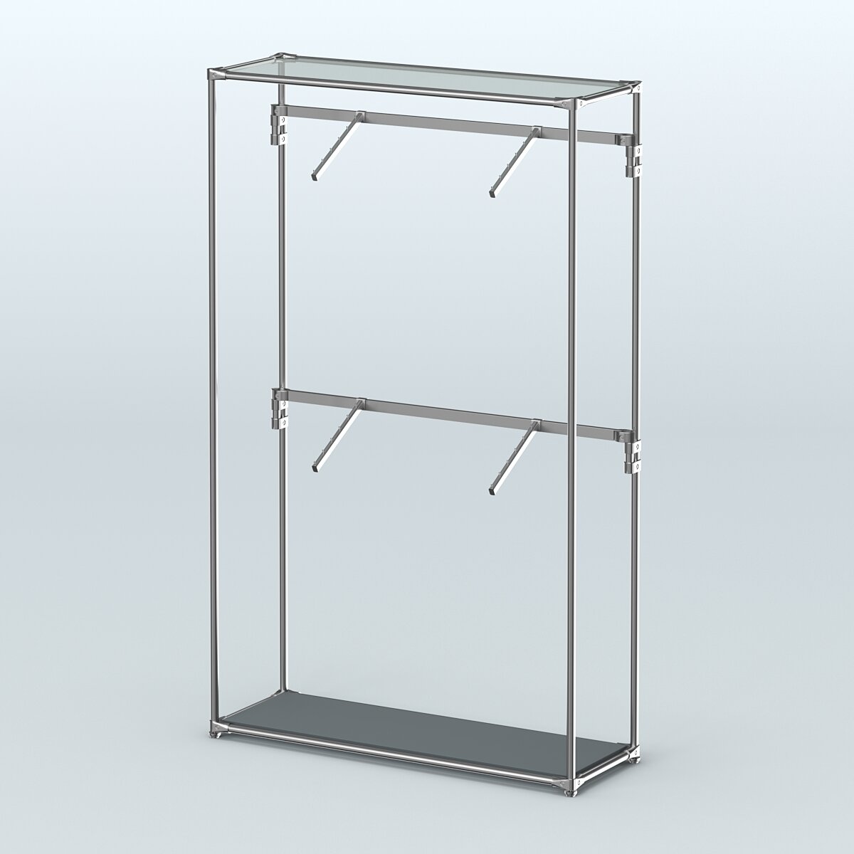 Торговая система хром без ДСП 1200 мм с поручнями №3, Темно-Серый