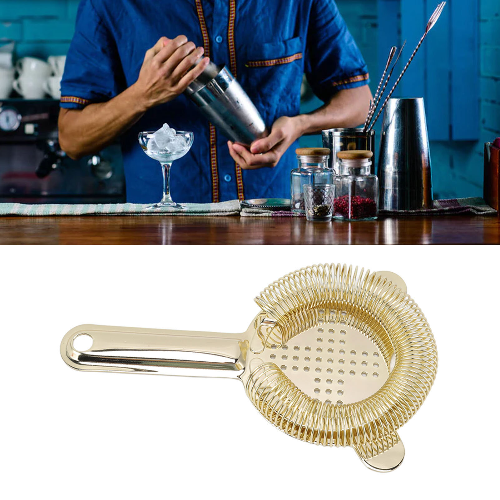 Ситечко для коктейлей, антикоррозийная эффективная фильтрация, ситечко из нержавеющей стали 304, инструмент для дома, мини-баров, клубов, ресторанов, золото