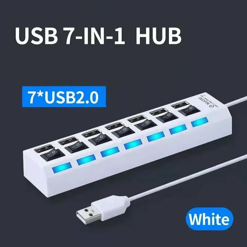 С 7 портами, USB 2,0 разветвитель, USB 2,0 разветвитель для компьютера
