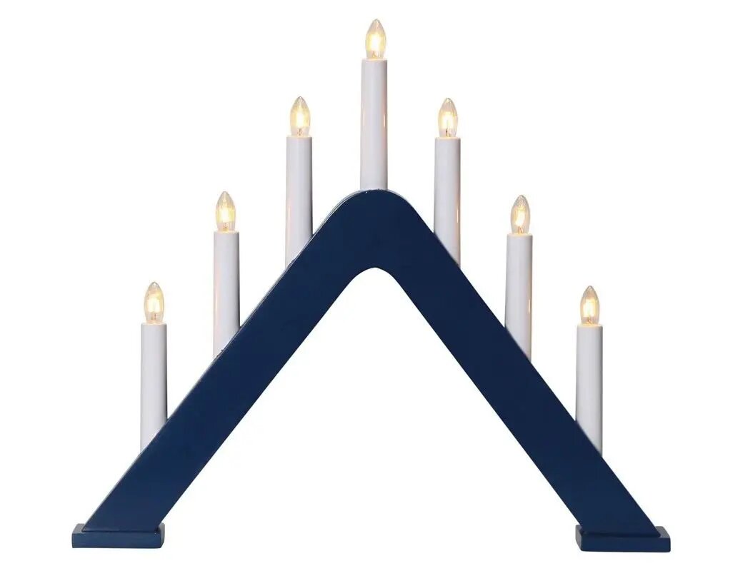 Декоративный светильник-горка JARVE, деревянный, синий, 7 тёплых белых ламп, 41х36 см, STAR trading