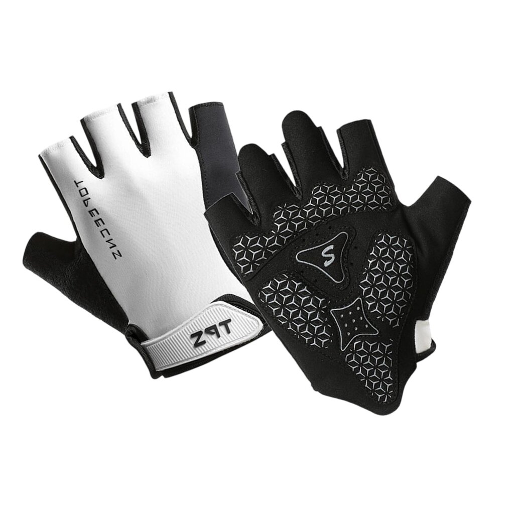Нескользящие, дышащие и износостойкие велосипедные перчатки на полпальца-белый-L