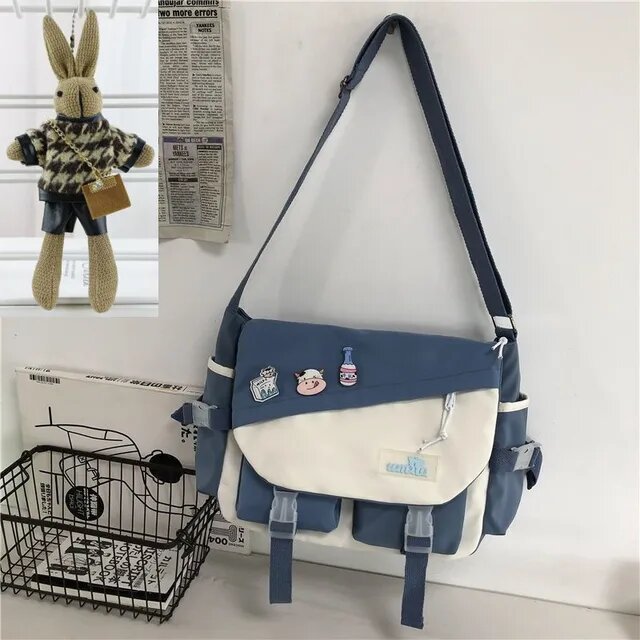 Нейлоновые сумки через плечо, вместительные сумки через плечо для девочек-подростков, мужские сумки-мессенджеры Harajuku, школьные сумки для студентов