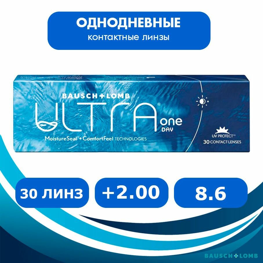 Ultra ONE Day (30 линз), 8.6, +2.00