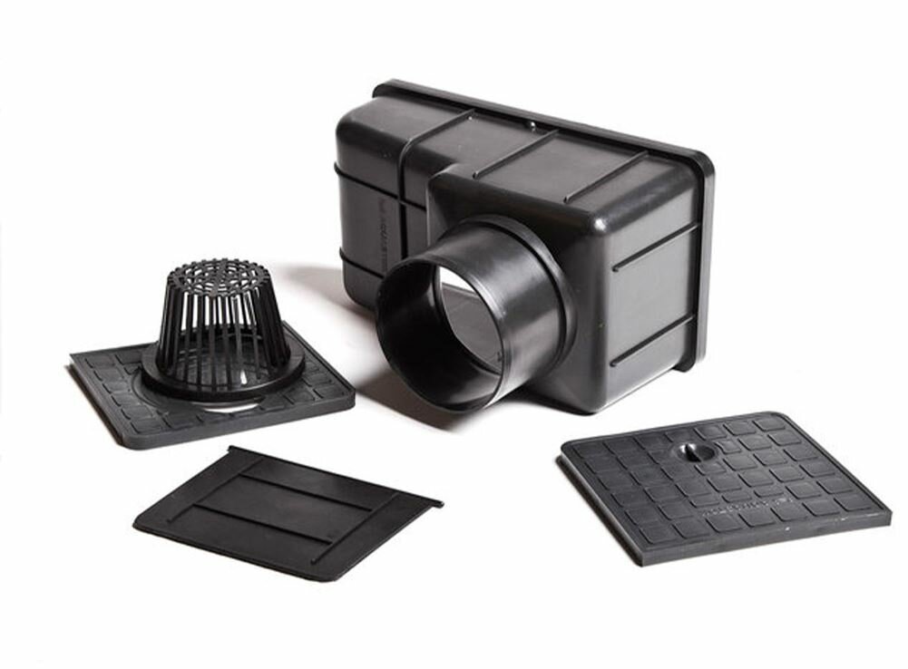 Ливнеприемник кровельный с вертикальным патрубком Aquastok 298х166х200мм черный