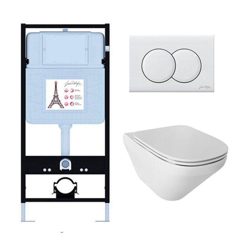 Комплект унитаз с инсталляцией, кнопкой и сиденьем Jacob Delafon Modern Life E21775RU-00