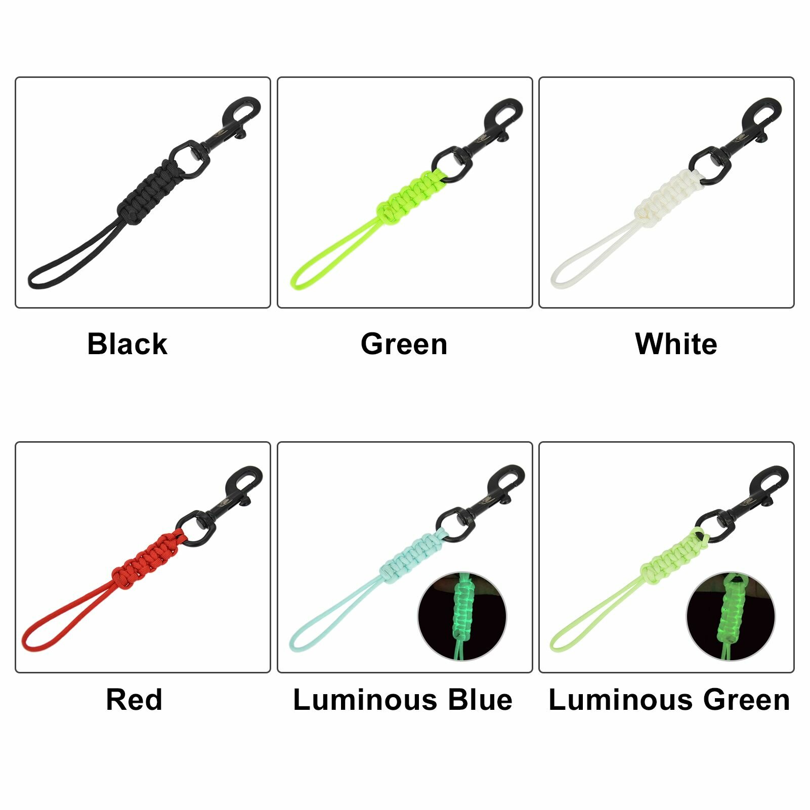 Морской карабин из нержавеющей стали 316 для подводного плавания с плетеным веревочным ремешком, предохранительный зажим с защитой от потери для оборудования BCD, снаряжения для дайвинга