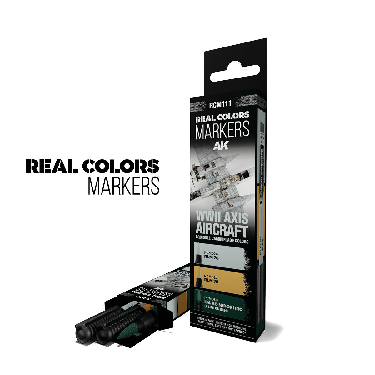 Аксессуар для Warhammer AK Interactive AK SET 3 REAL COLORS MARKERS WWII AXIS AIRCRAFT SQUIGGLE RCM111