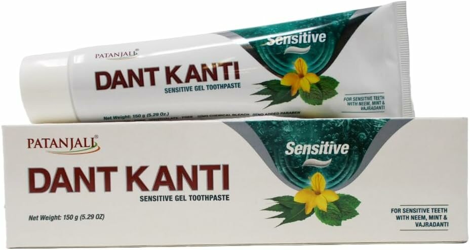 Зубная паста-гель Сенситив гель для чувствительных зубов PATANJALI Dant Kanti Sensitive Gel Toothpaste 150 гр.