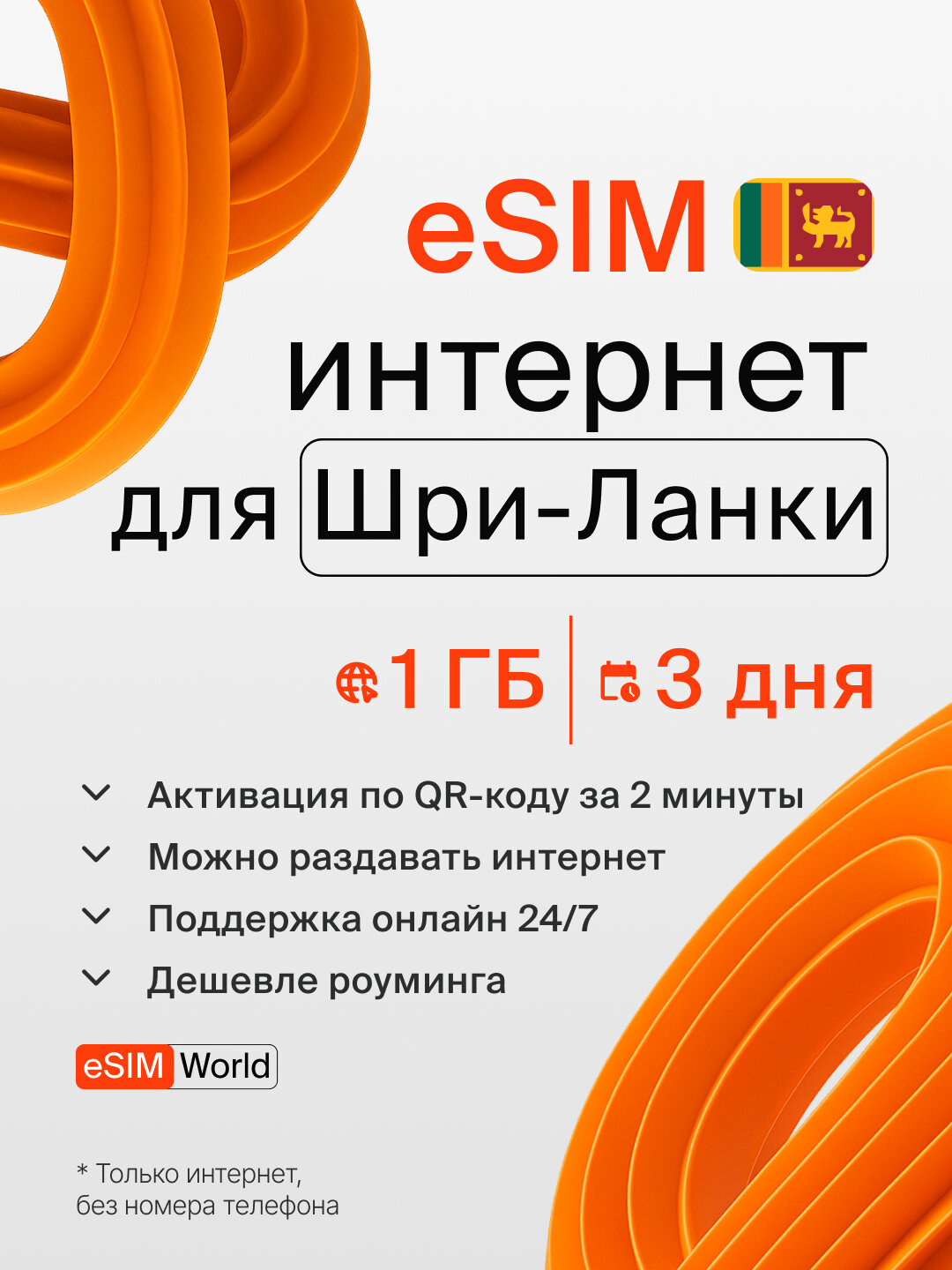 1 ГБ / 3 дня: Туристическая eSIM Шри-Ланка интернет в Коломбо и Канди
