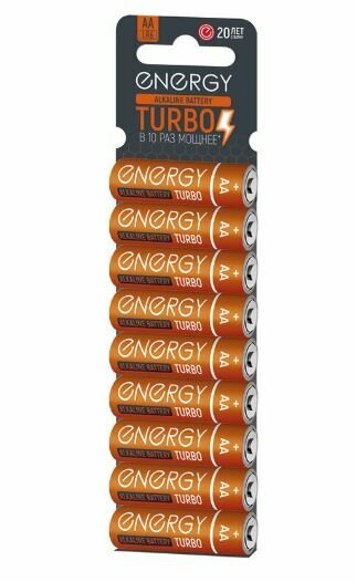 Батарейка ENERGY Turbo LR6/10KS, блистер, (1 уп - 10 шт), AA