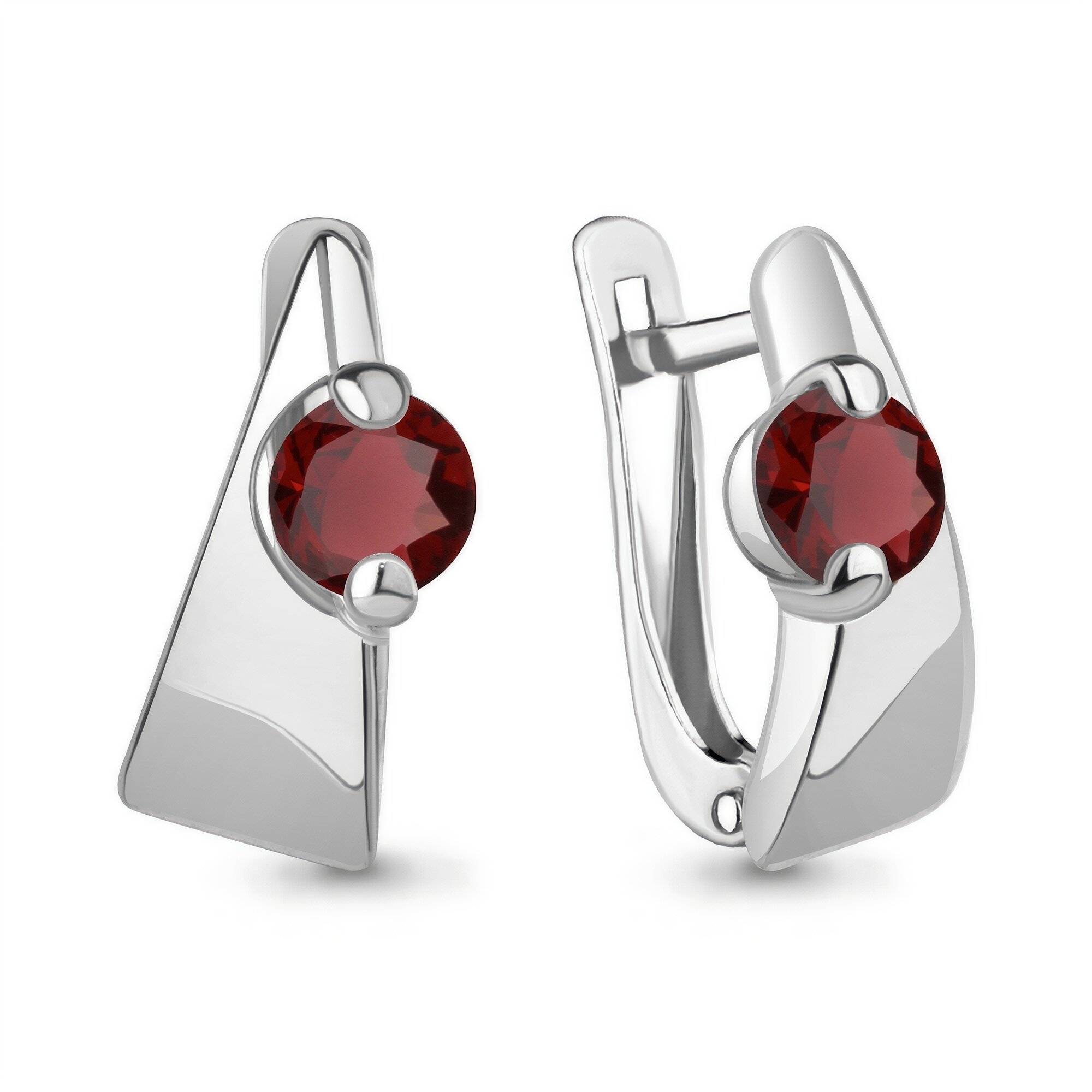 Серьги, серебро, 925 проба, родирование, гранат