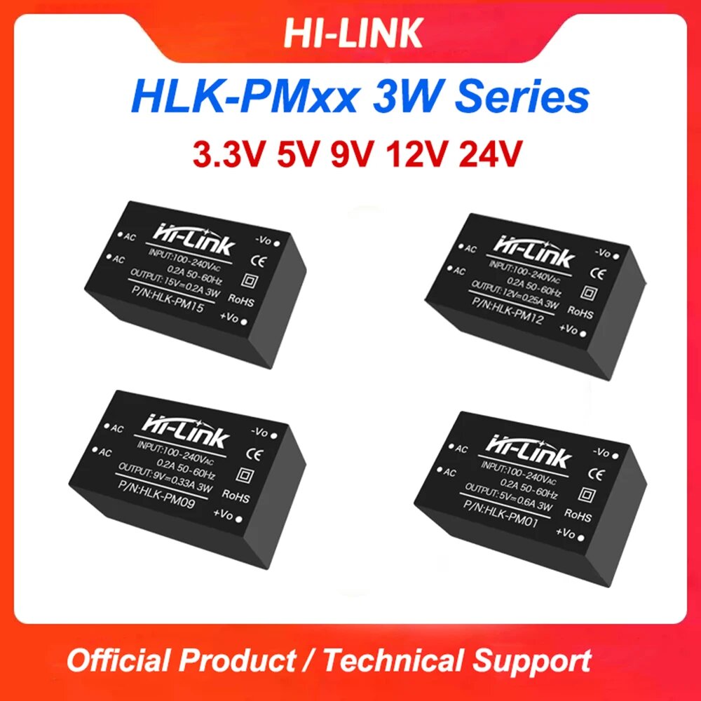 Hi-Link АCDC понижающий преобразователь 3.3В 5В 9В 12В 24В PM03(3.3V1000mA)
