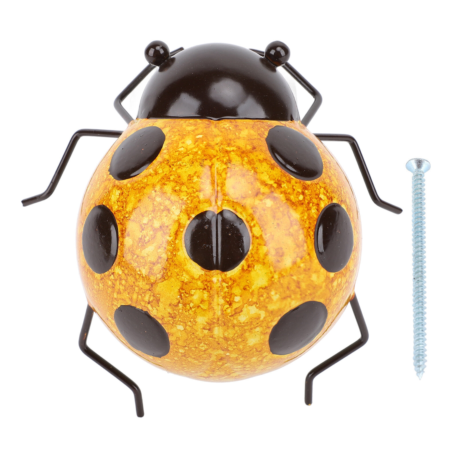 Металлическая Божья Коровка: Кованая Декоративная Скульптура Желтой Божьей Коровки для Сада, Двора,