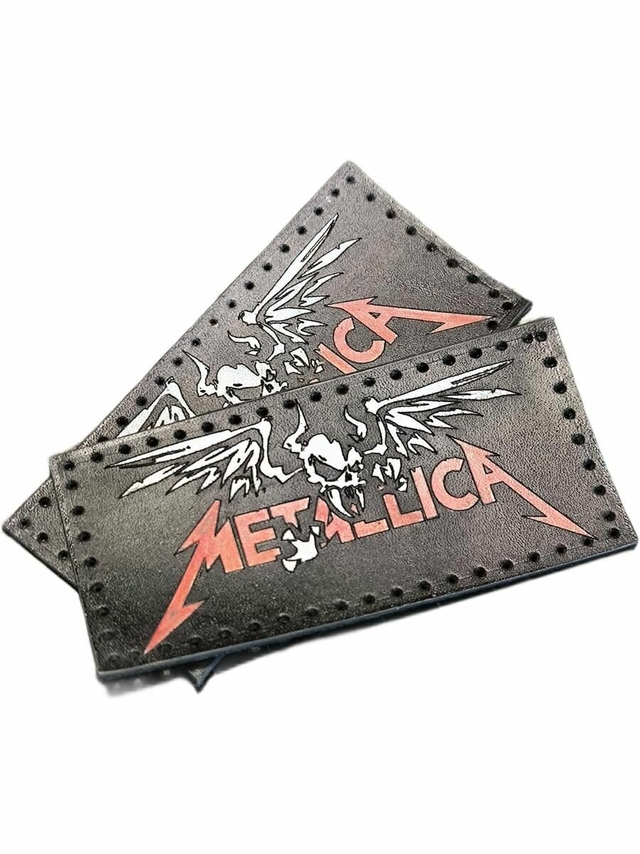 Нашивка "Metallica", кожа с покрытием, ручная работа, 45x95 мм