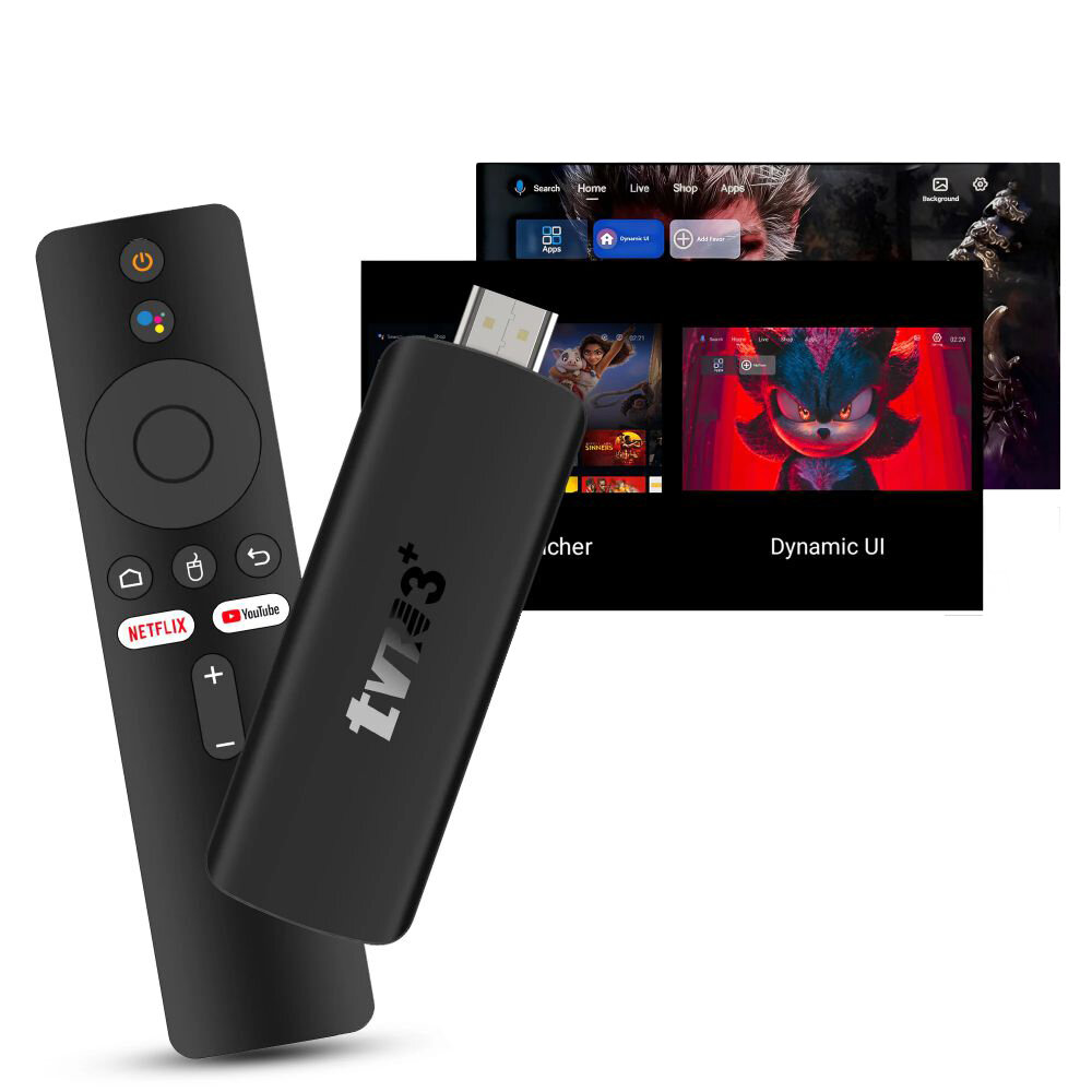 Android TV Stick TVR3+ RK3518 Android 14 поддерживает видео 8K 4K Wifi6 Bluetooth 5.4 видео медиаплеер голосовой пульт Smart TV Box