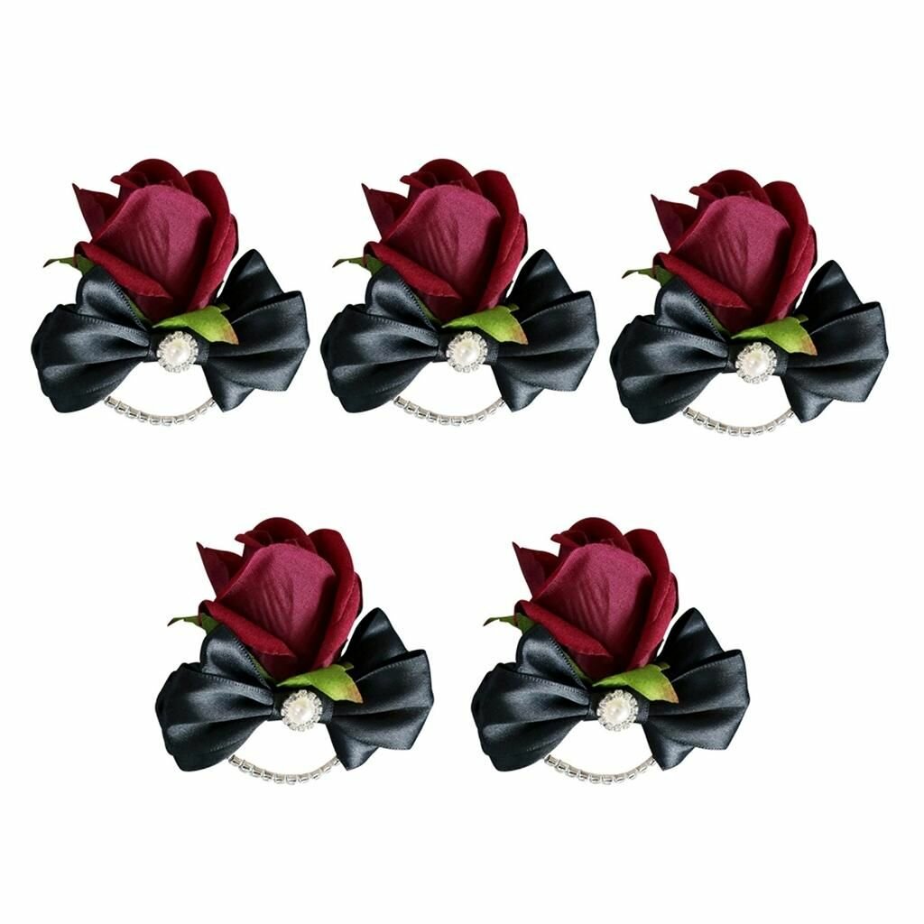 5 Свадебное украшение из красного фланелевого бутона розы в западном стиле -цветок на запястье