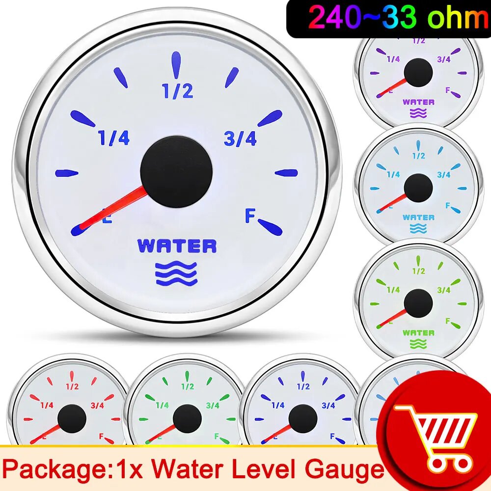 H 52 мм 7 цветов датчик уровня воды 0-190 Ом 240 ~ 33 Ом измеритель уровня бака для воды для автомобиля, лодки, жидкости, бака, Индикатор уровня воды, 240ohm white