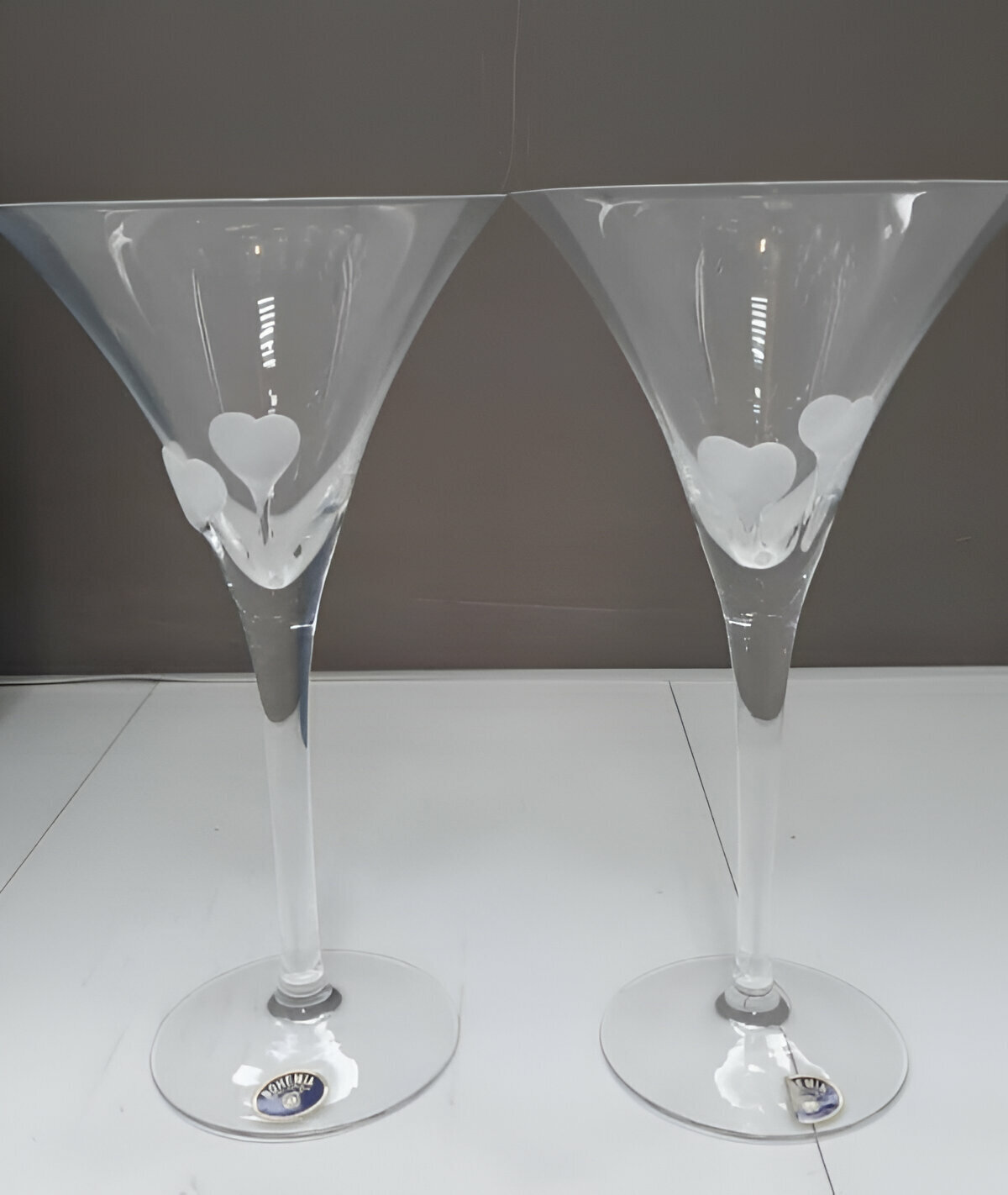 Набор фужеров Bohemia "Белые матовые сердца" для мартини 260 мл, 2 шт