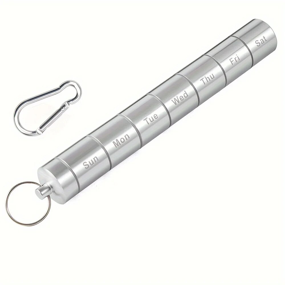 Металлический мини-органайзер для таблеток Серебряный, Silver