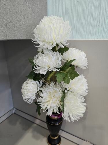 Искусственные цветы Holodilova "Хризантемы", текстиль/пластик, 70см, белые