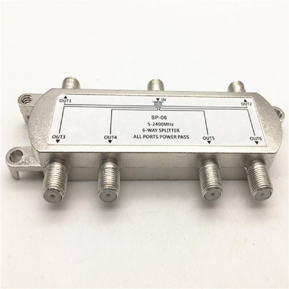 6-Полосный ТВ-Разветвитель 5-2400 МГц С Коаксиальным Кабелем-Адаптером для RG59 RG6 HDTV Satellite