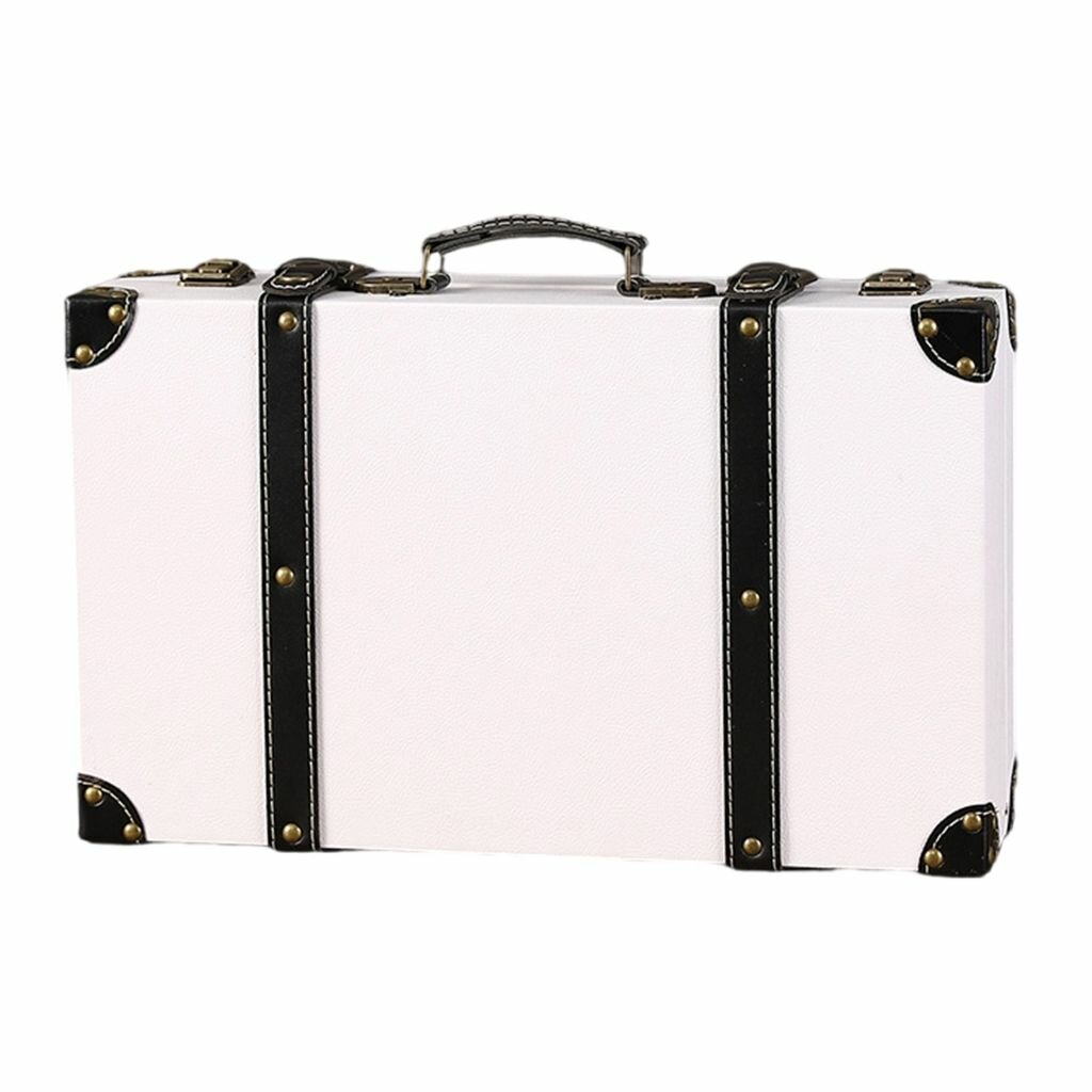 Ретро-чемодан, ящик для хранения старомодного домашнего кожаного чемодана, реквизит для фотосъемки, чемодан-белый-большой