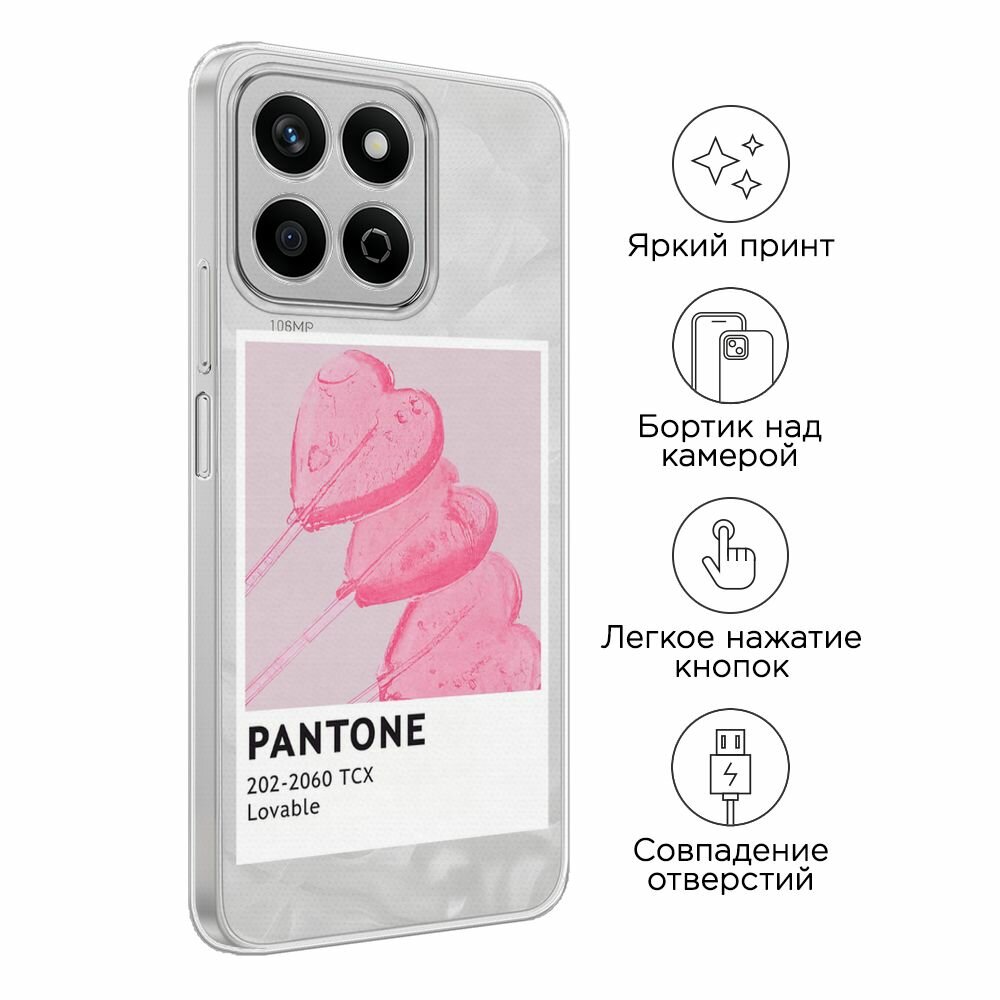 Чехол на Honor X7c / Хонор X7c с принтом "Pantone Lovable 2 - 14 февраля", прозрачный — фото 1