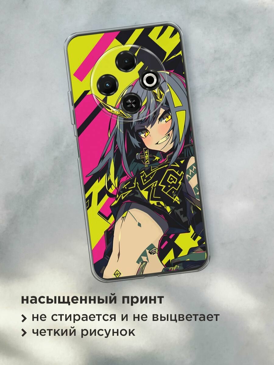 Чехол на Tecno Spark 30C / Текно Спарк 30C с принтом "Девушка в кибер костюме" — фото 1