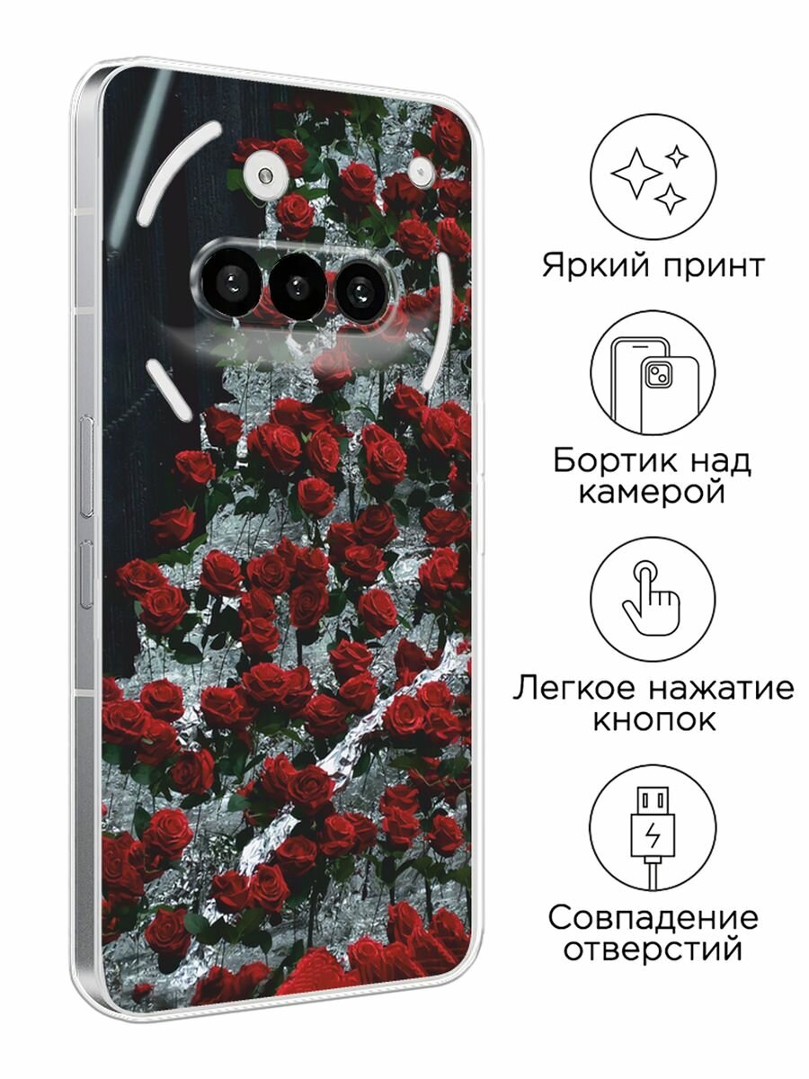 Чехол на Nothing Phone 3a / Нотинг Фон 3а с принтом Цветущие алые розы — фото 1