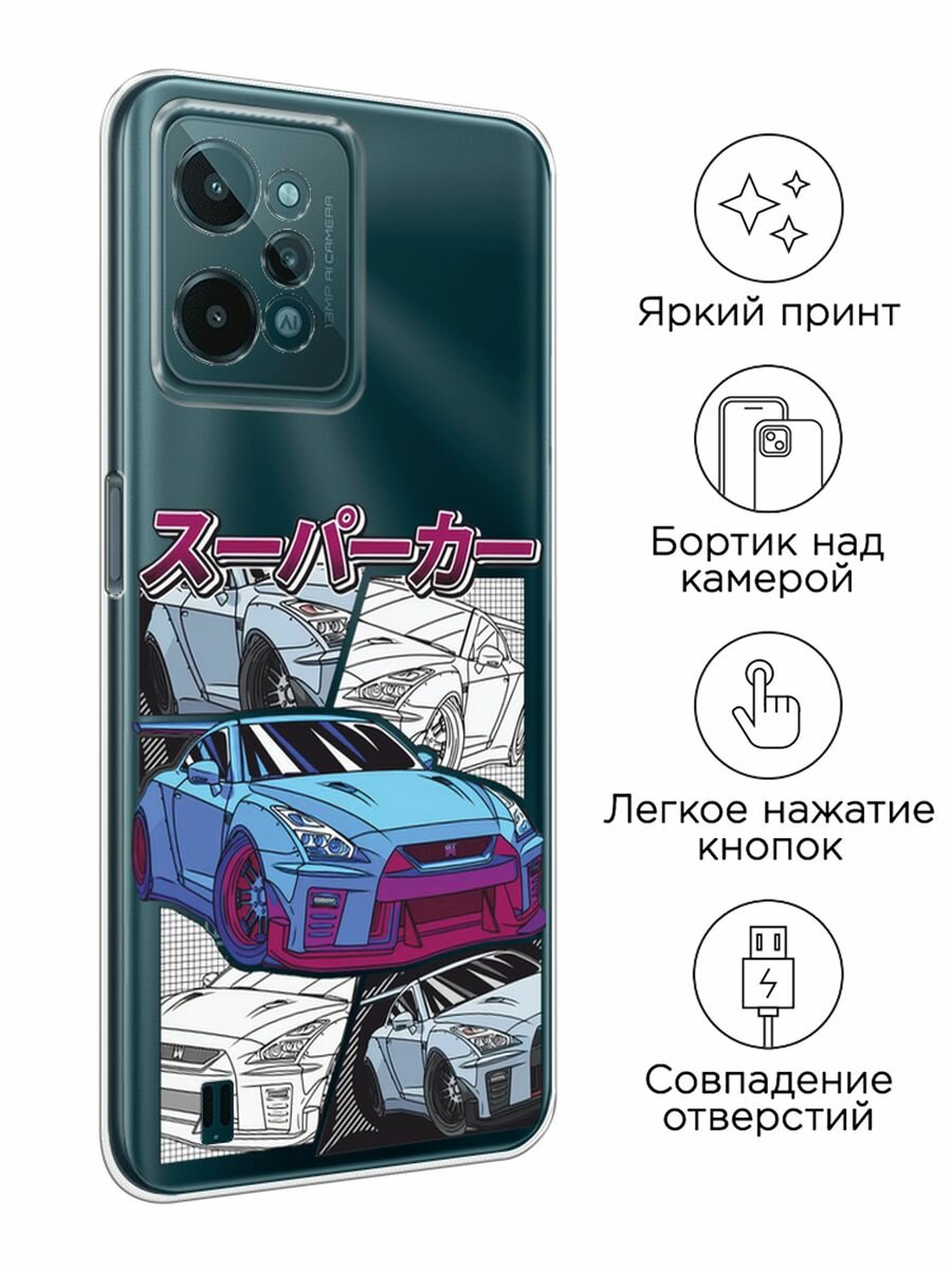 Чехол на Realme C31 / Реалми C31 с принтом "JDM коллаж", прозрачный — фото 1