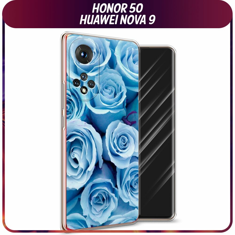 Чехол на Honor 50/Huawei Nova 9 / Хонор 50/Хуавей Нова 9 с принтом Лазурные розы