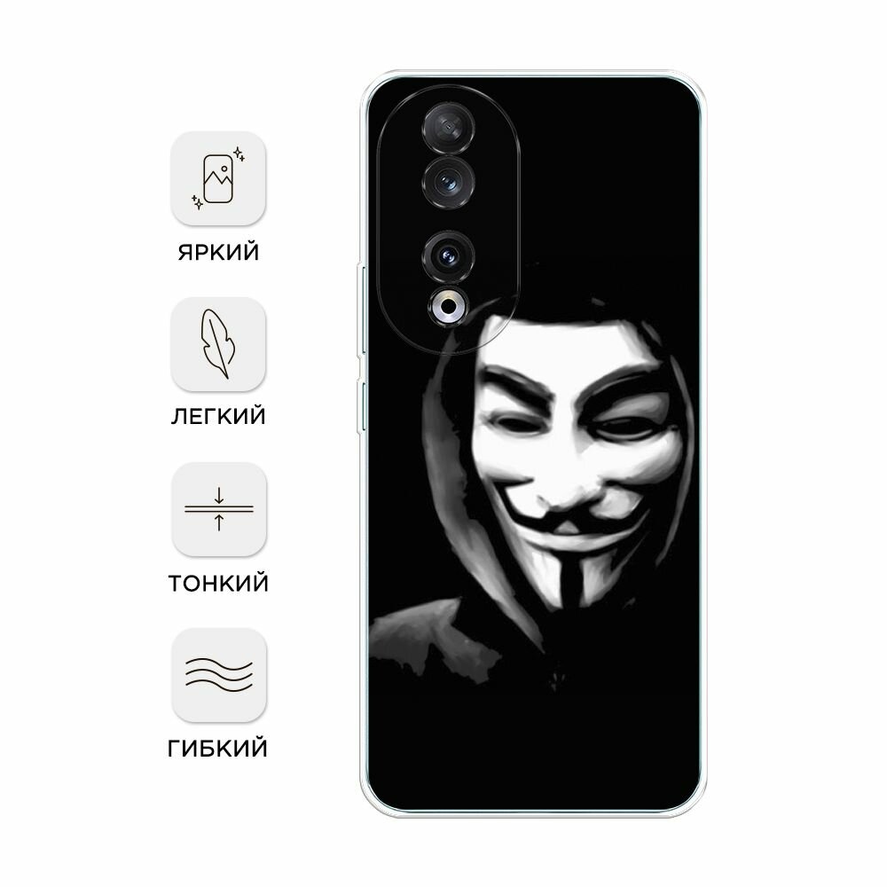 Силиконовый чехол на Honor 90 / Хонор 90 с принтом "Анонимус" — фото 1