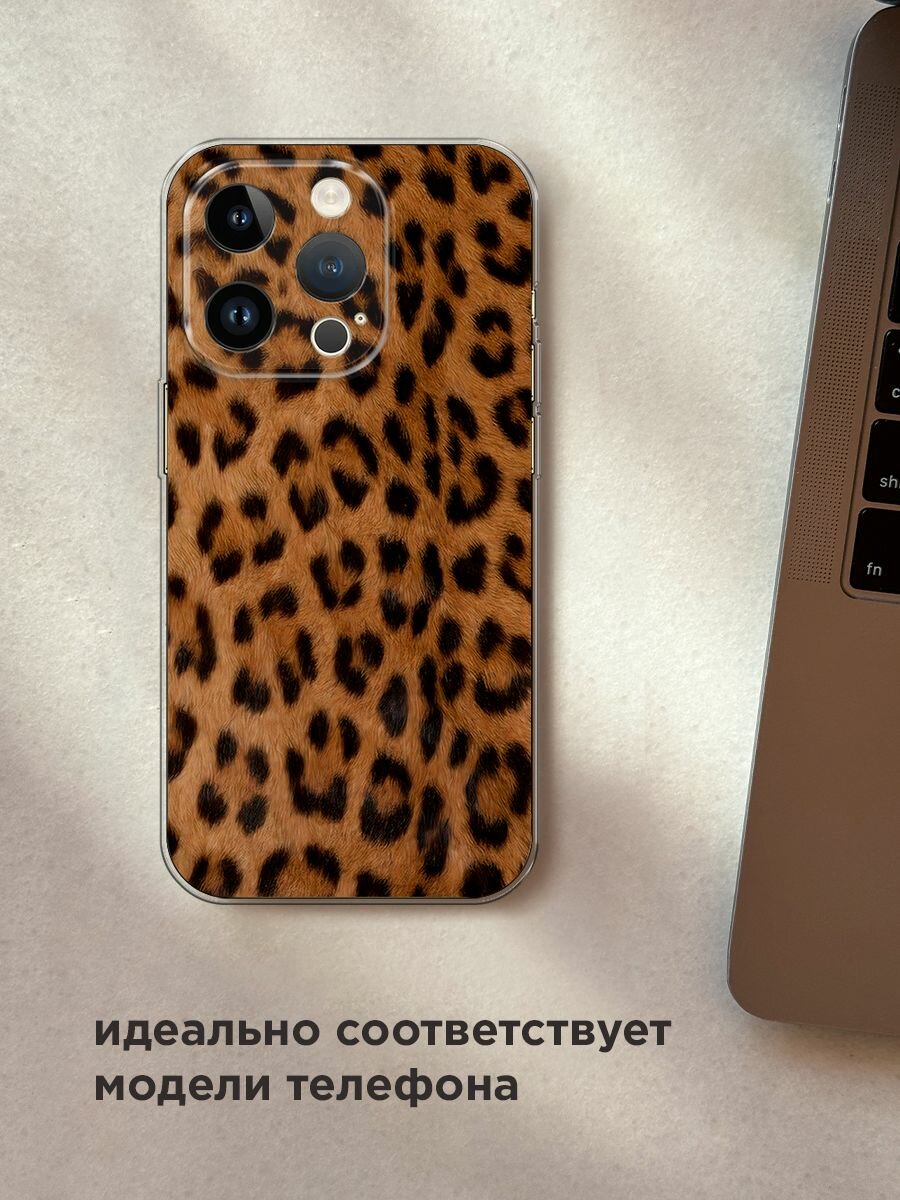 Чехол на Apple iPhone 14 Pro / Айфон 14 Про с принтом "Мех леопарда" — фото 1
