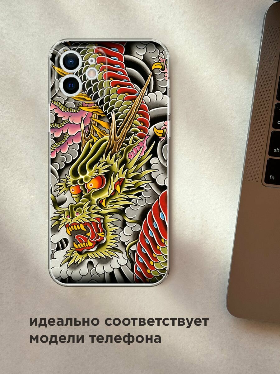 Чехол на Apple iPhone 12 mini / Айфон 12 Мини с принтом "Японский дракон" — фото 1